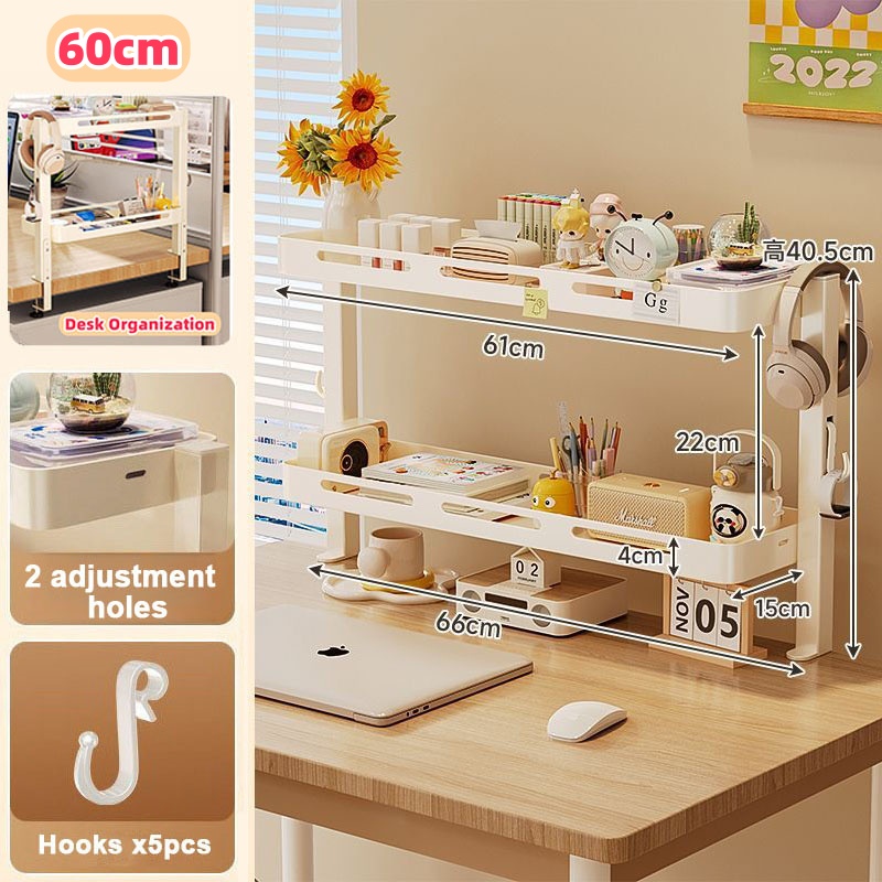 2 Tier Desktop Storage Rack Office Storage Display Rack Desk Bookshelf ...