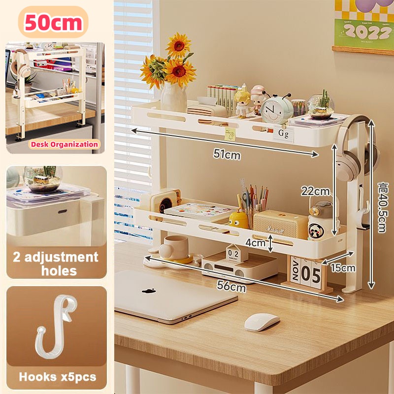 2 Tier Desktop Storage Rack Office Storage Display Rack Desk Bookshelf ...