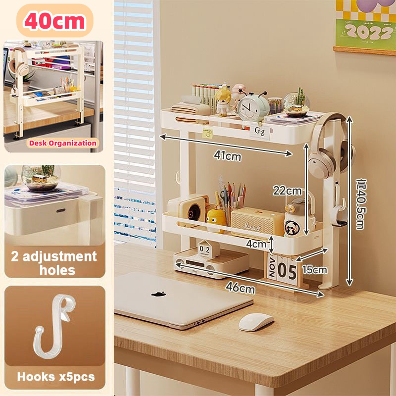 2 Tier Desktop Storage Rack Office Storage Display Rack Desk Bookshelf ...