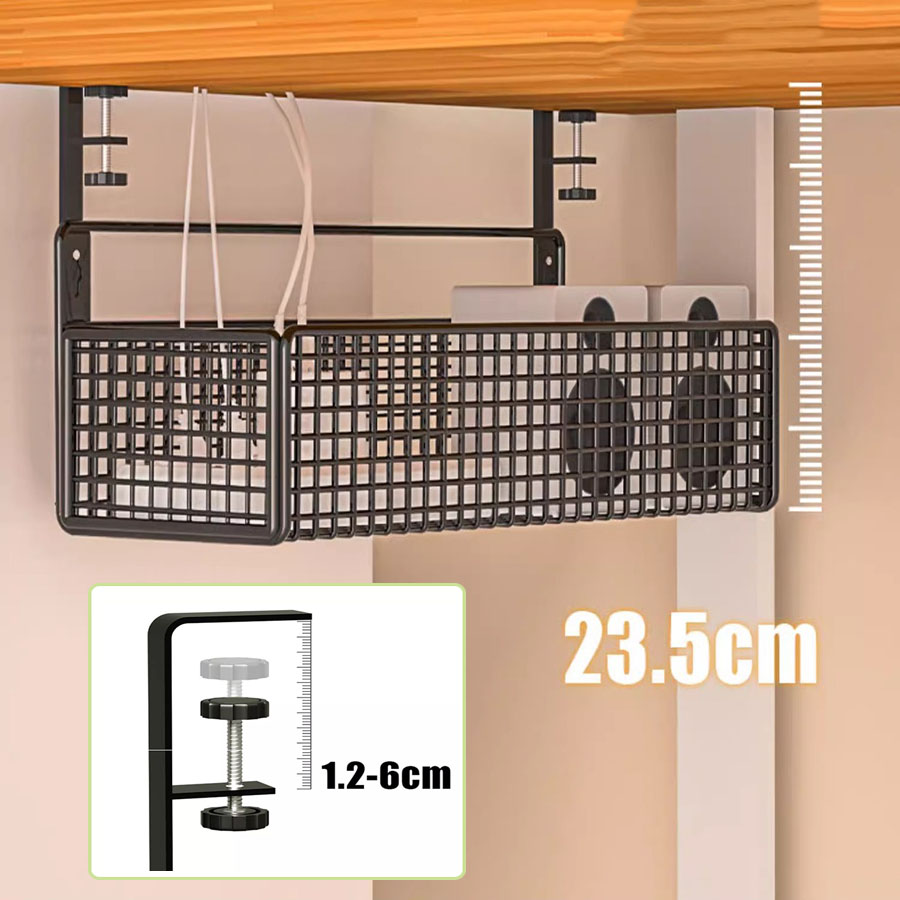 No-Drill Under Desk Cable Management Tray Wire Organizers Adjustable ...