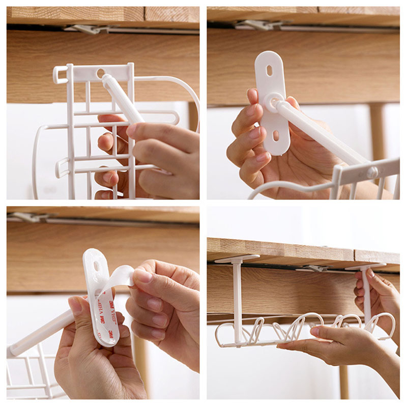 Under Desk Cable Management Rack No Punching Under Desk Wire Row ...