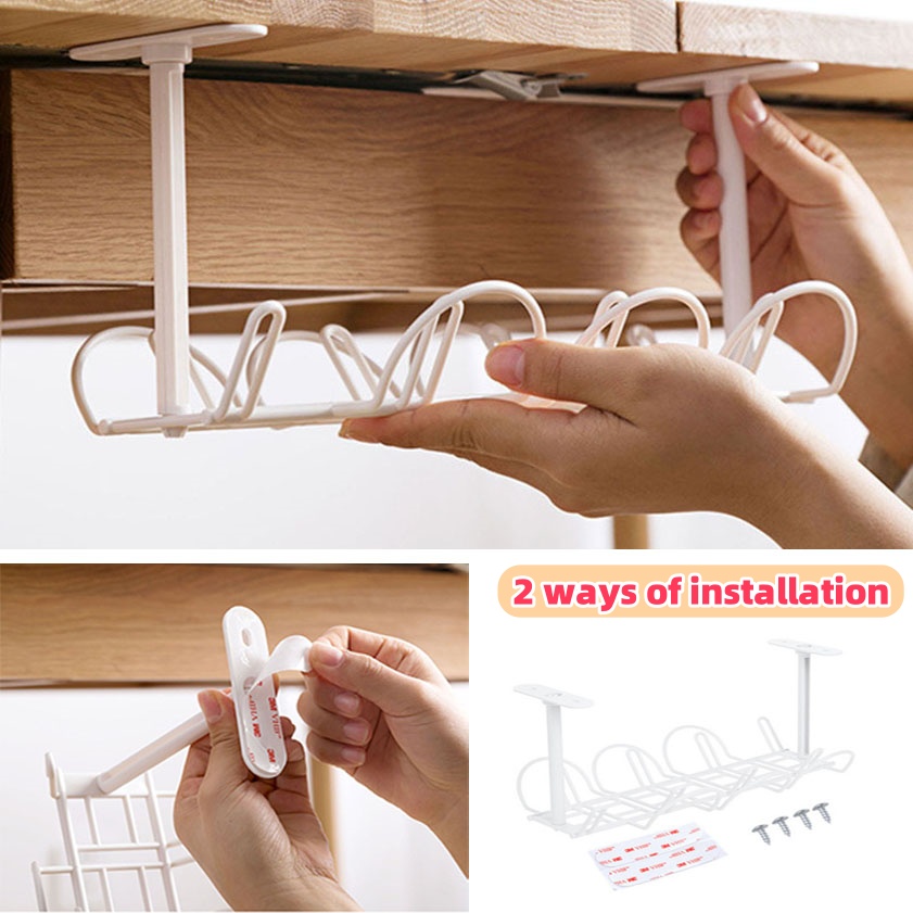Under Desk Cable Management Rack No Punching Under Desk Wire Row ...