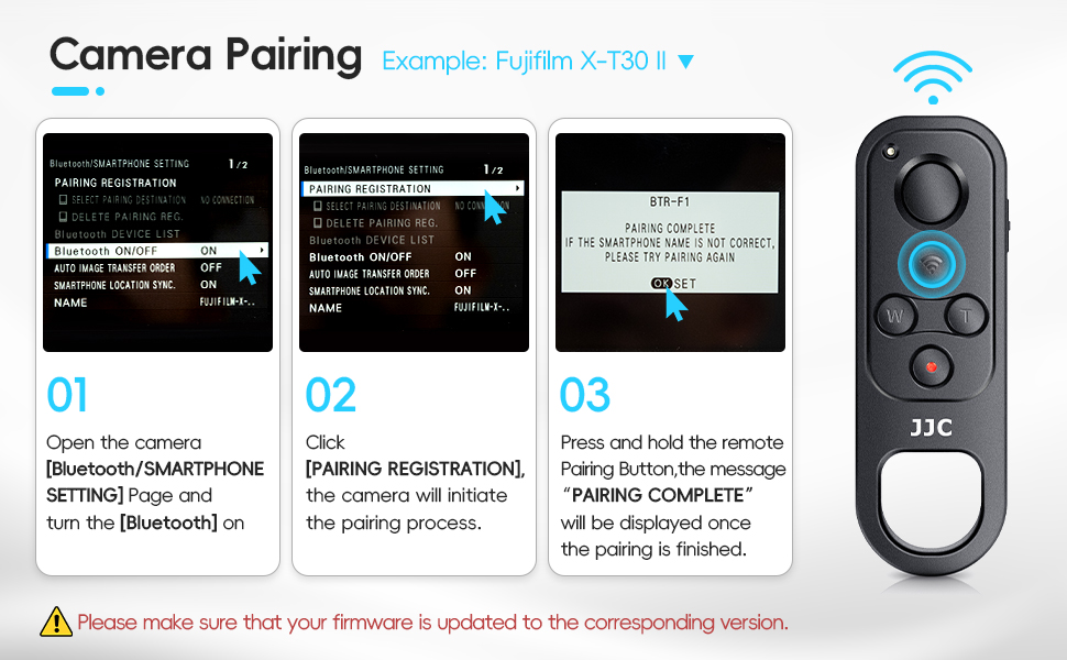 JJC BTR-F1 Bluetooth Remote Control TG-BT1 Tripod Grip Wireless Shutter Release for Fuji ...