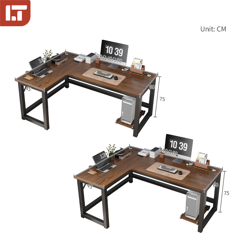 Office Table 180CM L Shape Table Carbon Fiber Computer Table with CPU ...