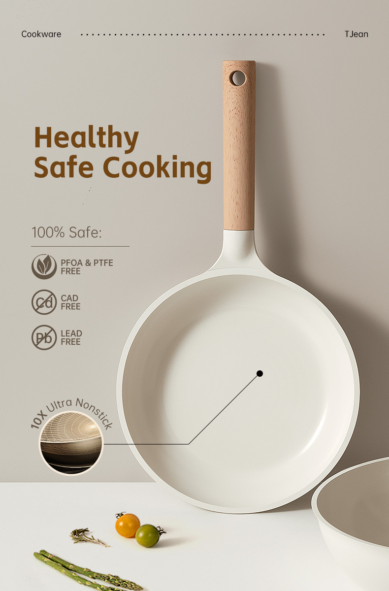 TJean Kitchen Set Wok Pot Non-stick Cookware Set (7 Pcs) PFAS& PTFE ...