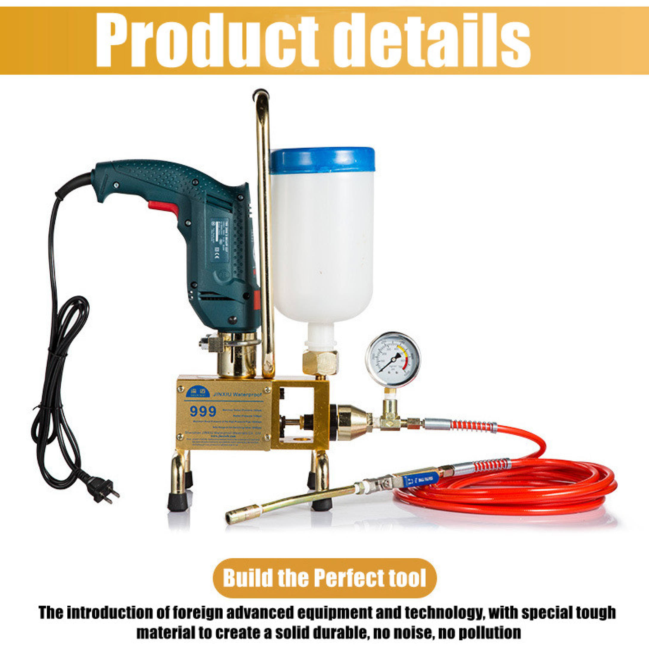 Electric Injection Pu Pump / Polyurethane Foam Grouting Leak Steel ...