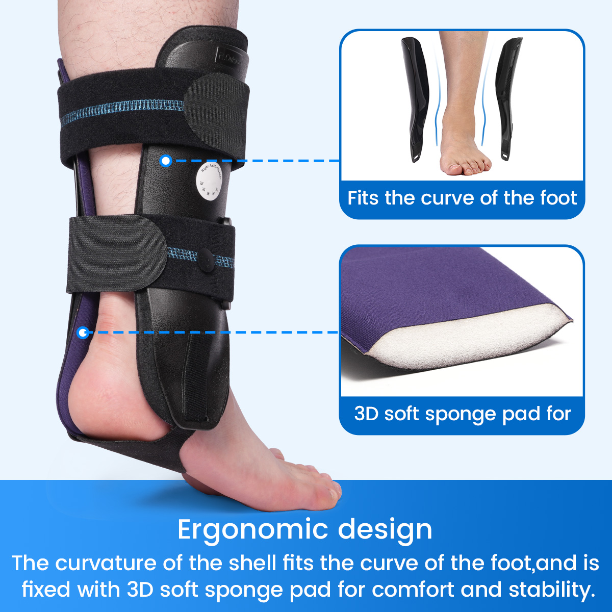 VELPEAU Ankle Support Stirrup Ankle Splint Adjustable Rigid Stabilizer ...