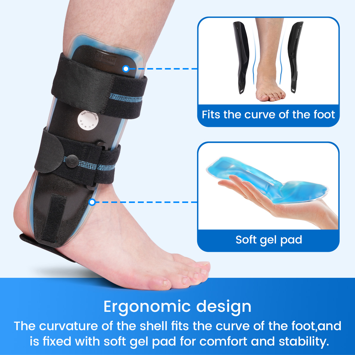 VELPEAU Ankle Support Stirrup Ankle Splint Adjustable Rigid Stabilizer ...