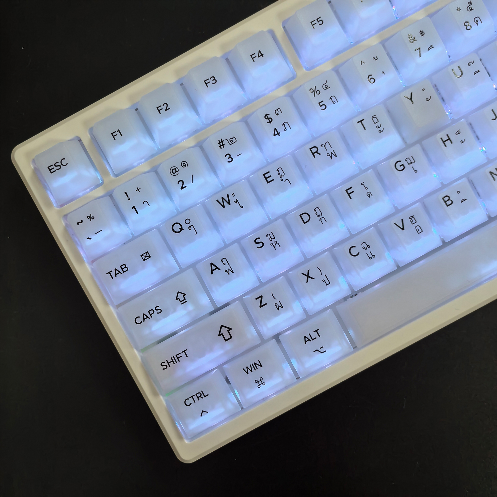 122 Keys Milky White Keycap Frosted Fog Transparent Matte PC ABS ...