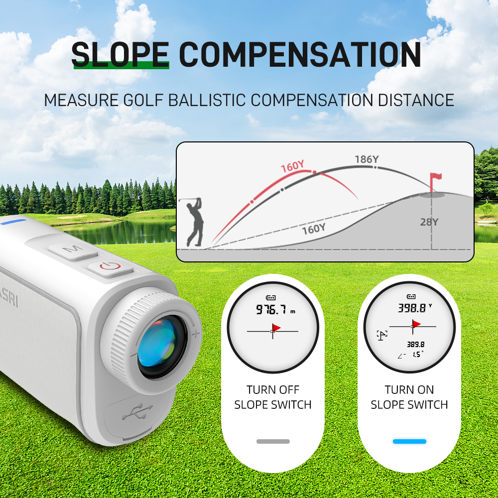 REVASRI Golf Laser Rangefinder 1000Yds with Slope Flag Lock Vibration Range finder with Magnet ...