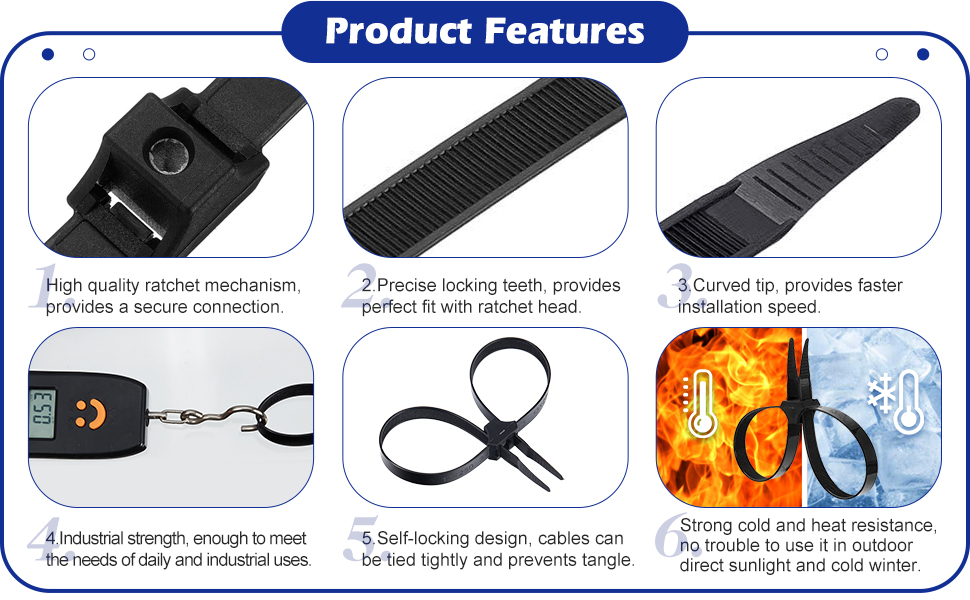 Reusable Zip Tie Handcuffs Double Locking Zip Ties Restraints Black ...