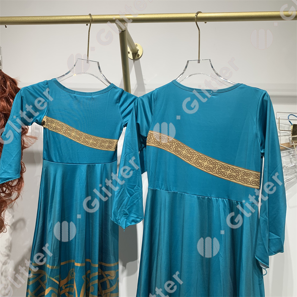 Brave Merida Cosplay Costume for Kids Girl Summer Dark Green Princess ...