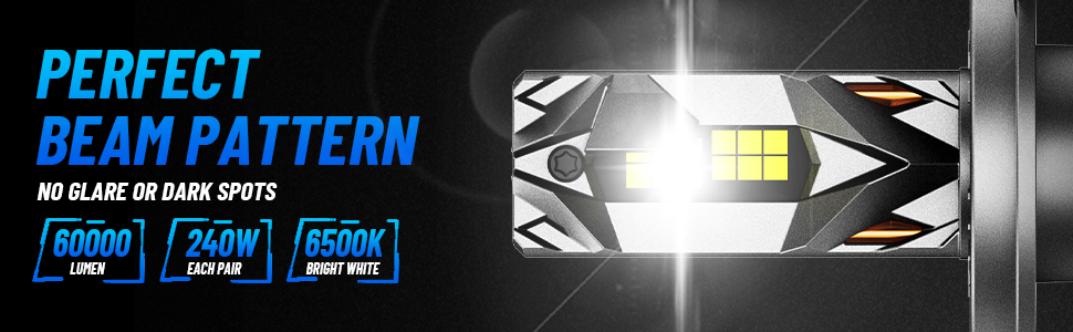 Novsight High brightness series N97 LED Car Headlight H4 H7 H11 9005 9006 240W 60000LM 6500K ...