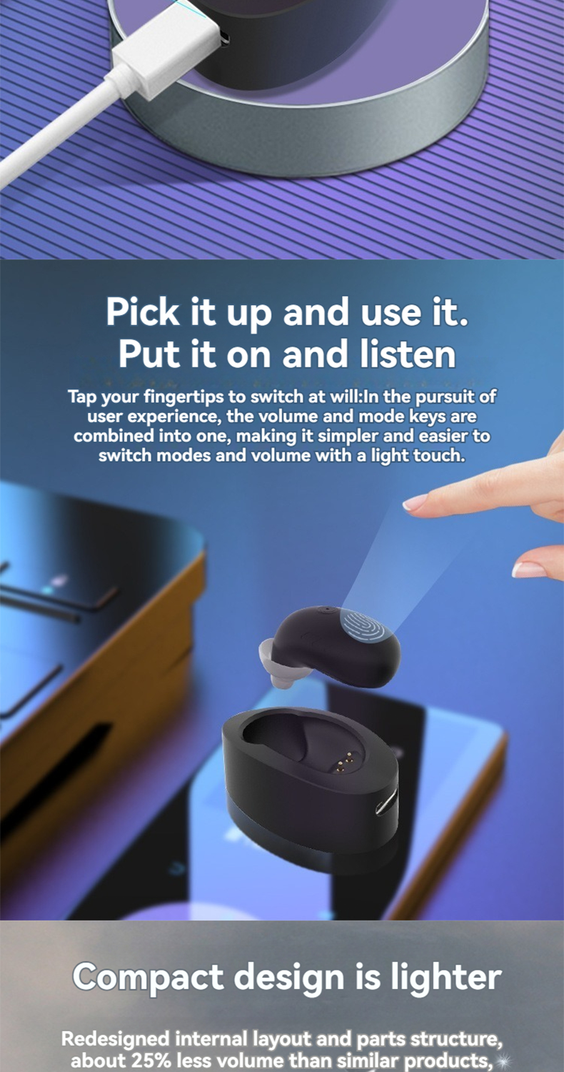 ITC Fingerprint Touch Hearing Aid Elderly Listening Device Noise ...