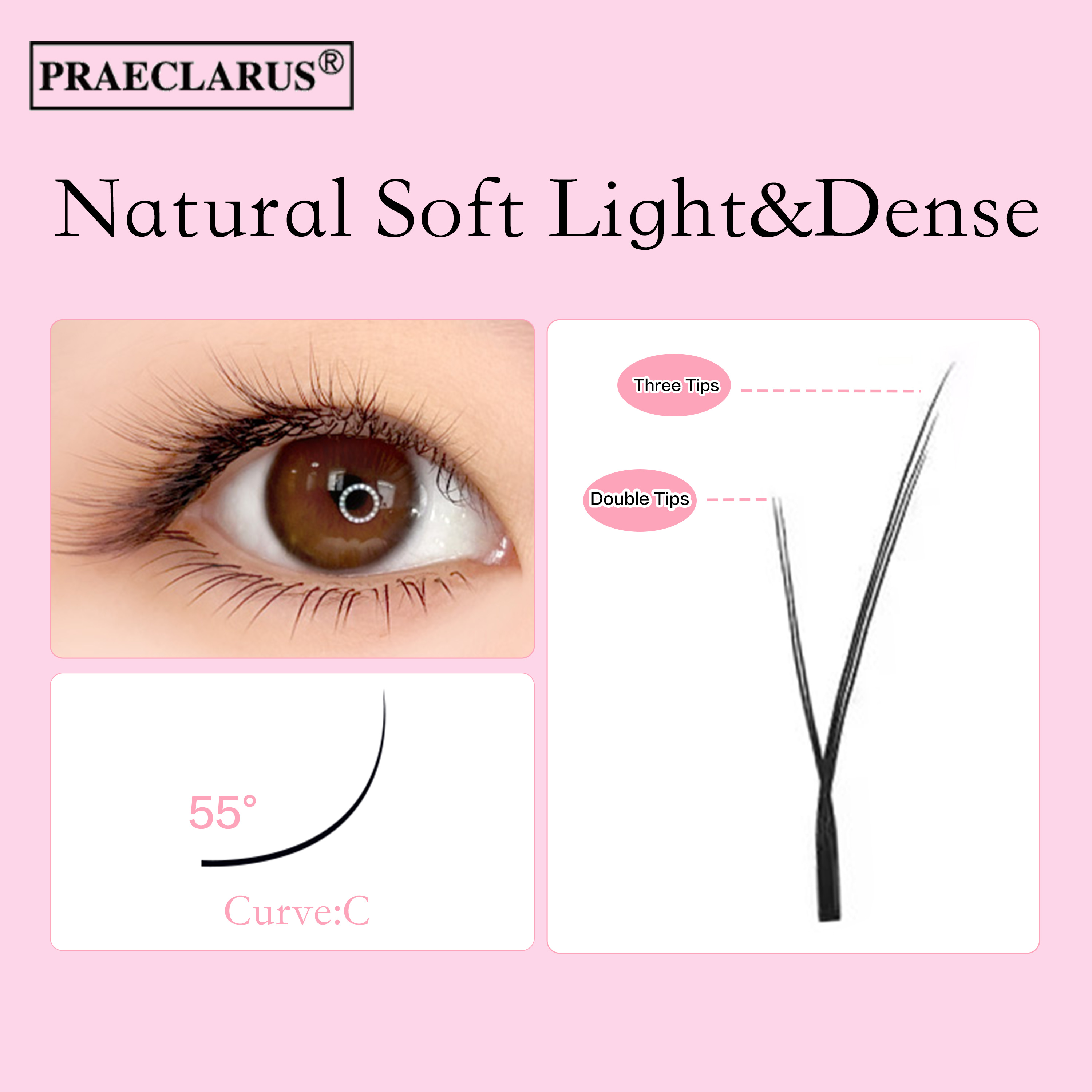 PRAECLARUS Fox Series Oblique Flying Y Type Eyelash Extension Thickness ...