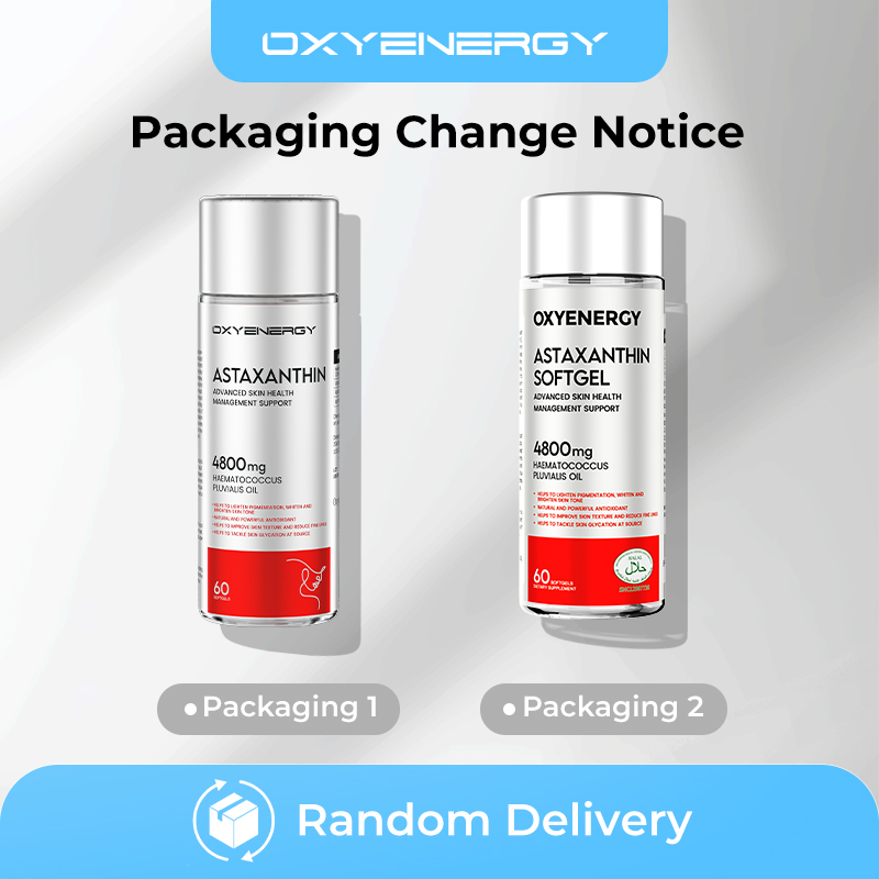 Oxyenergy Astaxanthin 4800mg, 60 Softgels, Natural Algae Antioxidant for Eyes, Skin & Joints ...
