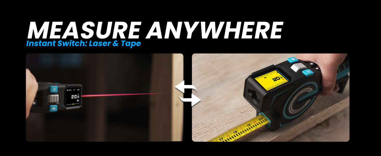 MILESEEY DTX10 3 In 1 Digital Laser Tape Measure & Auto Lock Tape With ...