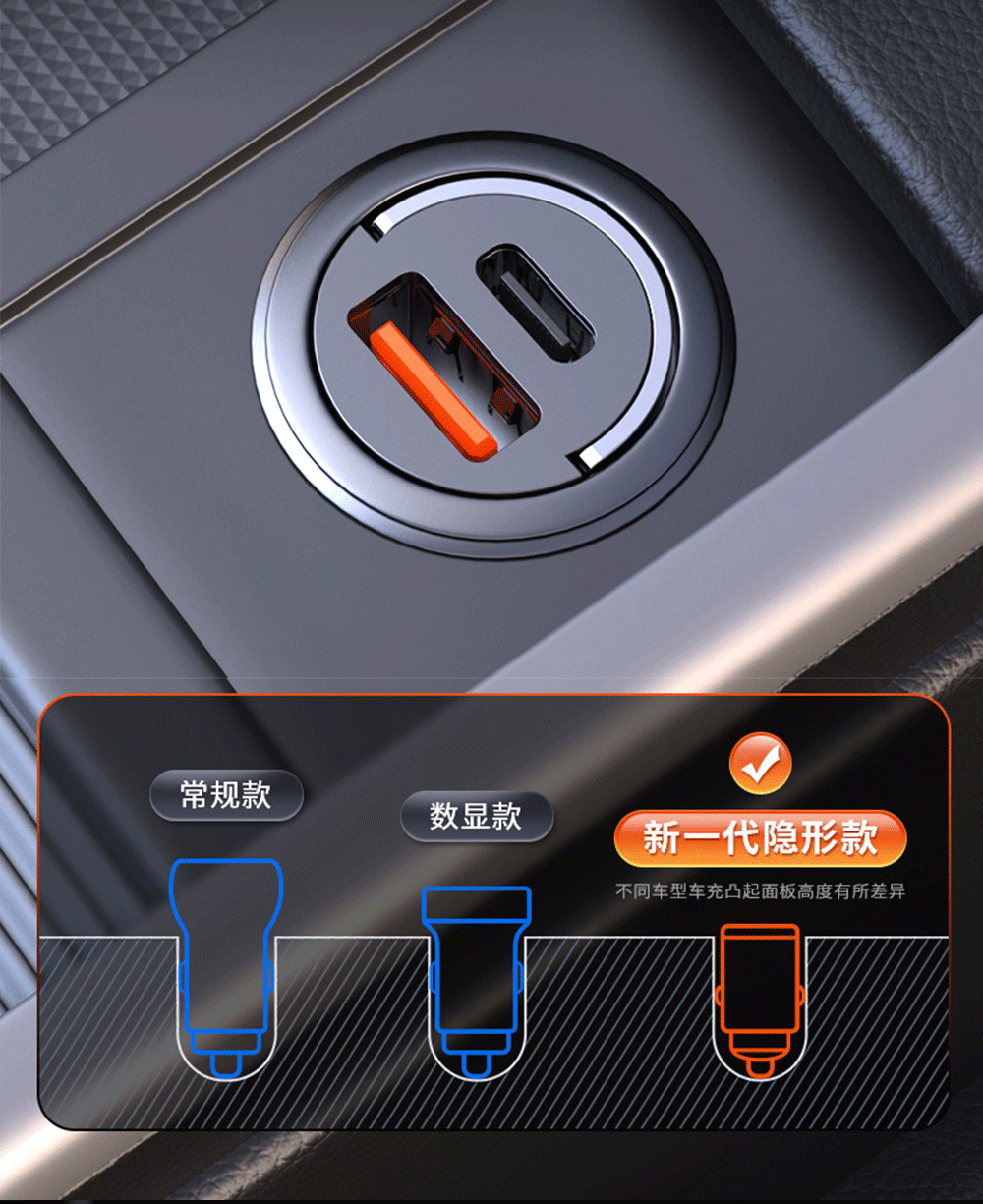 For Ford Car Phone Quick Charger 200W Type C PD QC3.0 USB Dual Ports ...