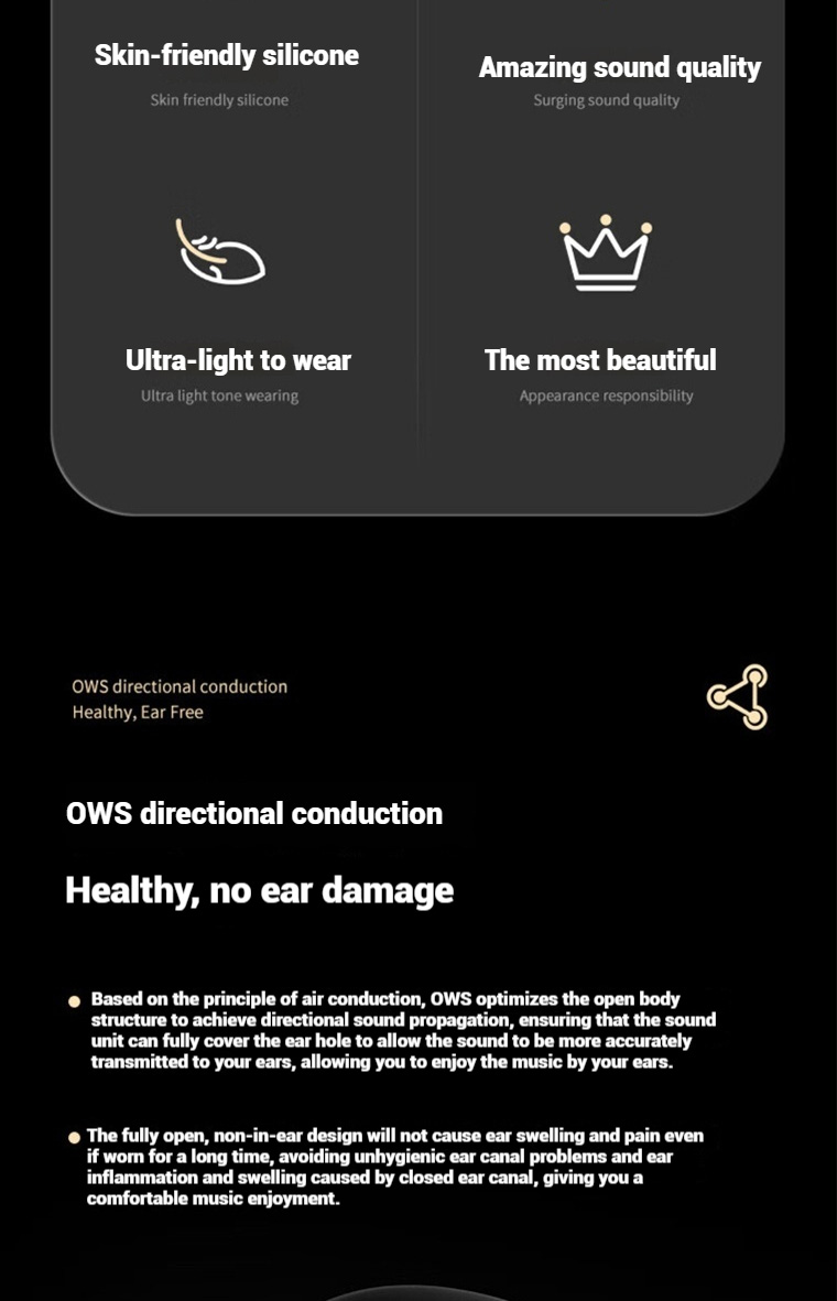 Elephant Nose D55 OWS Air Conduction Bluetooth wireless headphones Hanging ear open bone ...