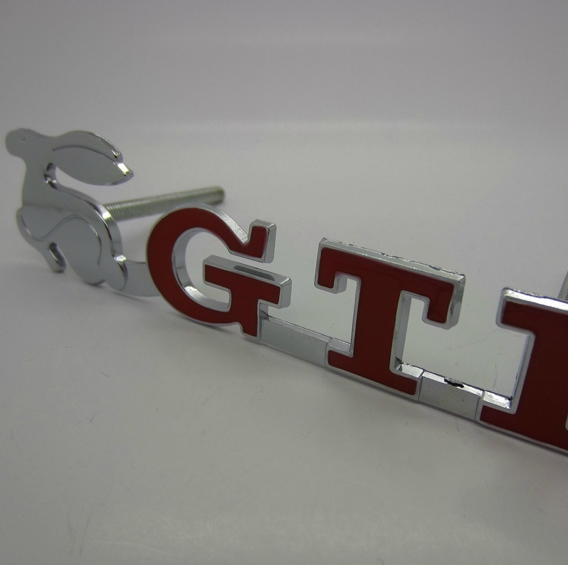 1 Piece 3D Car Front Hood Grill Badge Emblem VW GTI Rabbit Red Front ...