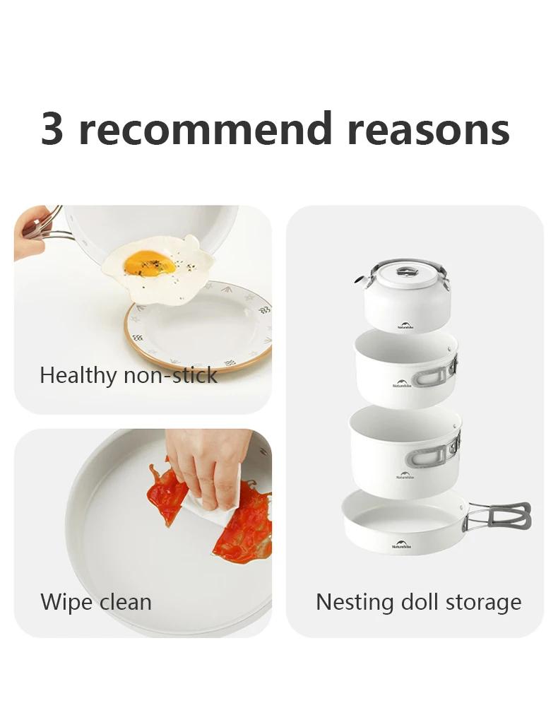 Naturehike Camping Ceramic Cookware Set Pot Non Stick Foldable Outdoor ...