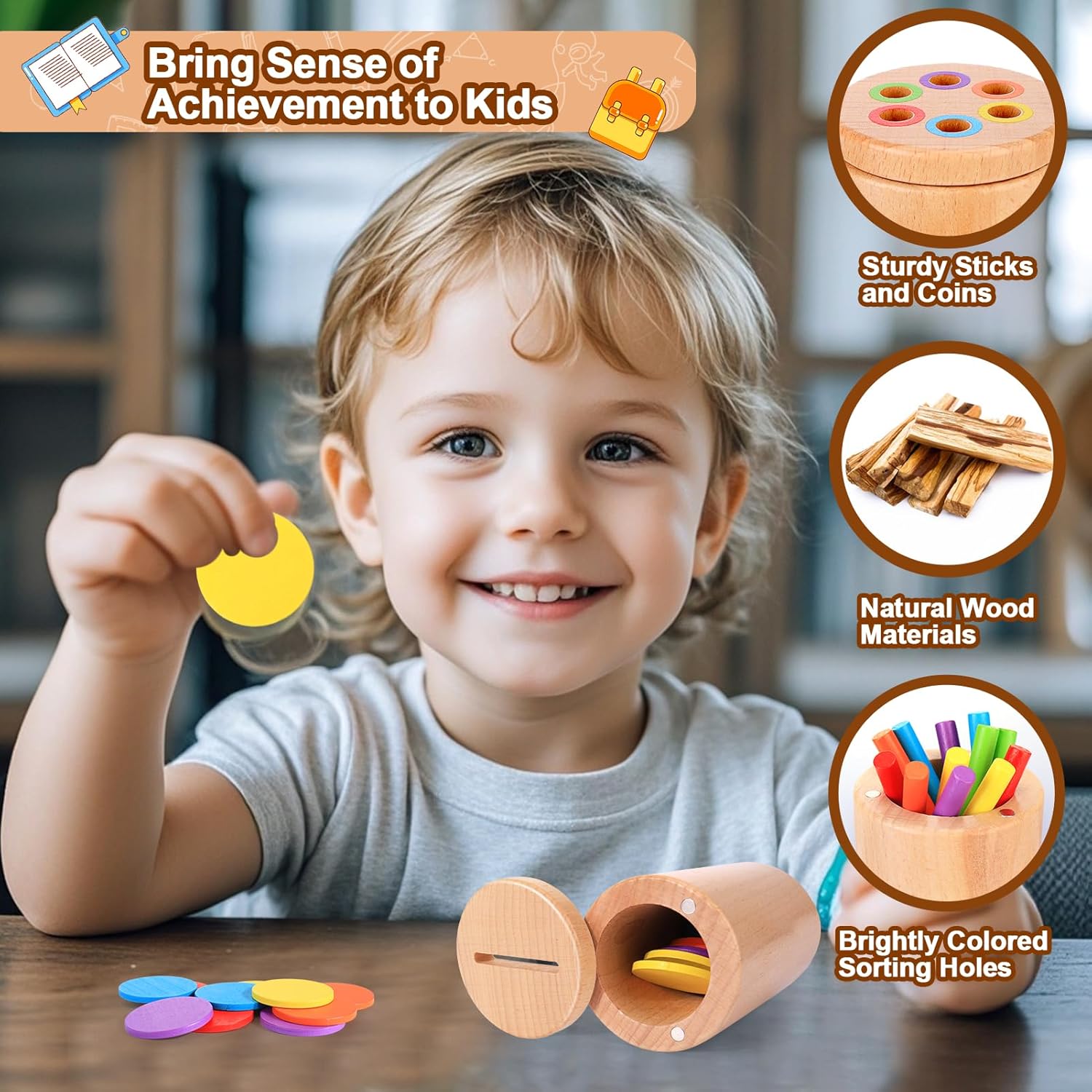 Montessori Wooden Toys Color Sorting Fine Motor Toys Shape Matching ...