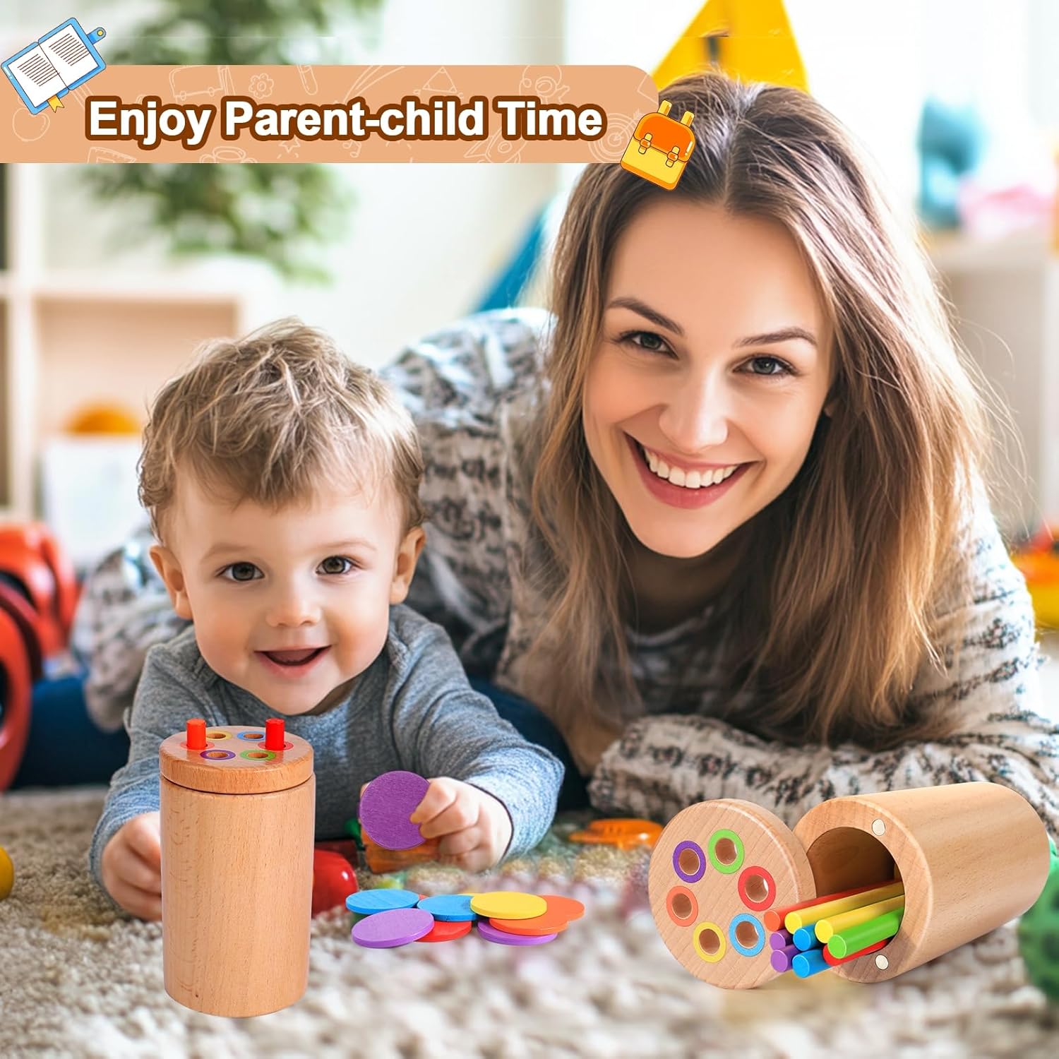 Montessori Wooden Toys Color Sorting Fine Motor Toys Shape Matching ...