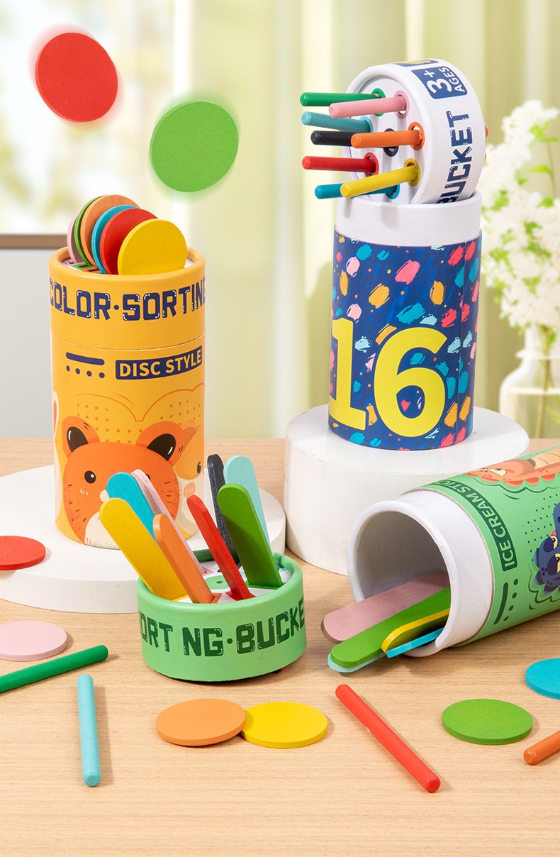 Montessori Toy,Color Sorting Sticks Game,Preschool Learning Fine Motor ...