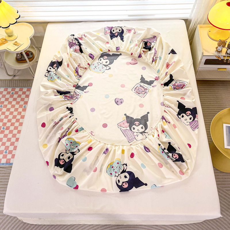 IN Stock 1 PC Cadar Cartoon Kuromi Print Fitted Sheet For Kids Single ...