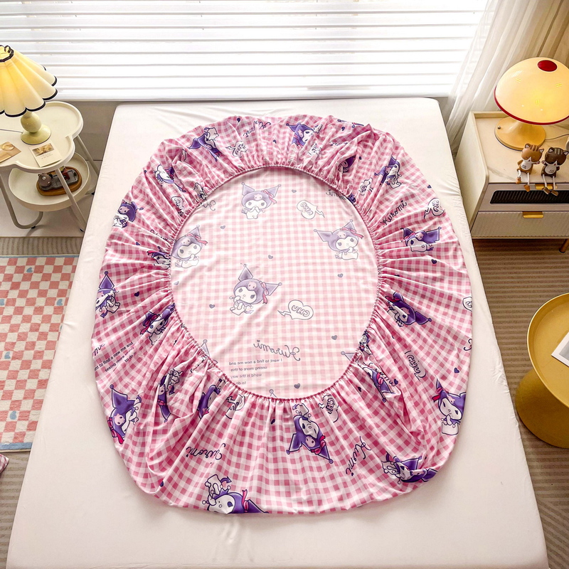 IN Stock 1 PC Cadar Cartoon Kuromi Print Fitted Sheet For Kids Single ...