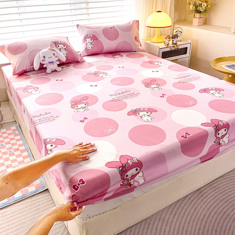 IN Stock 1 PC Cadar Cartoon Kuromi Print Fitted Sheet For Kids Single ...