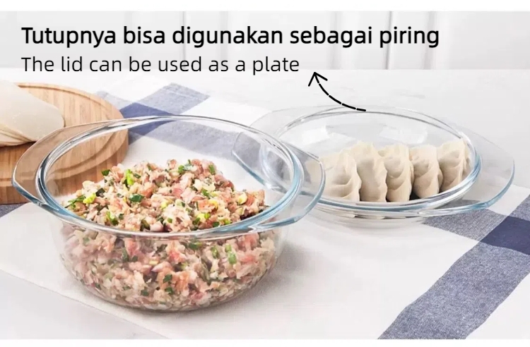 Ready stock Tempered Glass Bowl Mangkuk hidang Kaca Serving with lid ...