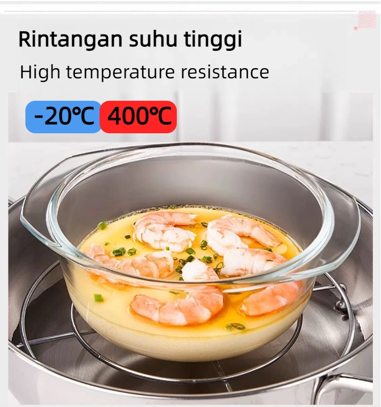 Ready stock Tempered Glass Bowl Mangkuk hidang Kaca Serving with lid ...
