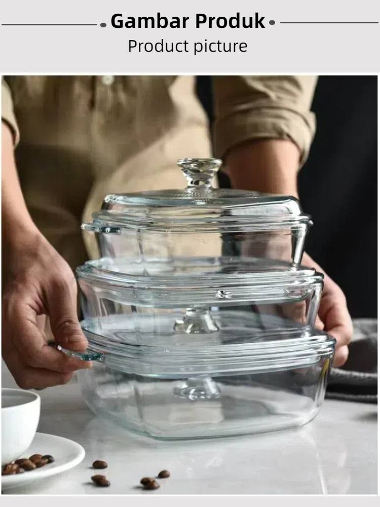 Ready stock Tempered Glass Bowl Mangkuk hidang Kaca Serving with lid ...