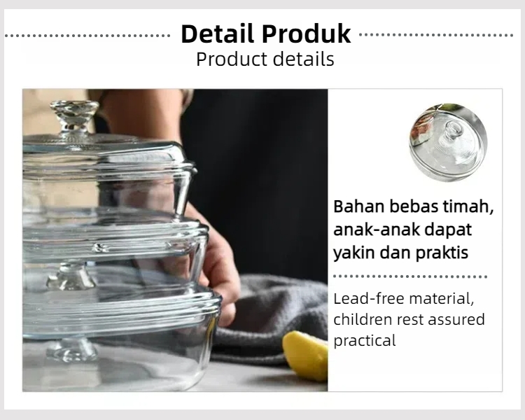 Ready stock Tempered Glass Bowl Mangkuk hidang Kaca Serving with lid ...