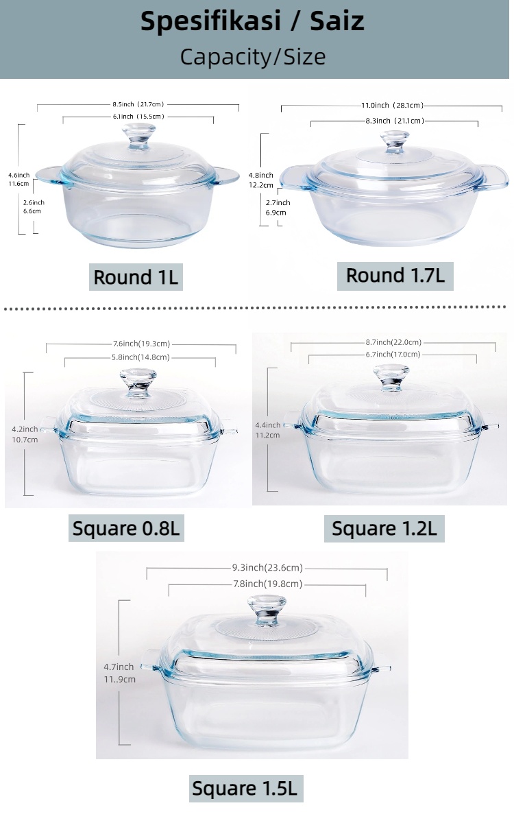 Ready stock Tempered Glass Bowl Mangkuk hidang Kaca Serving with lid ...