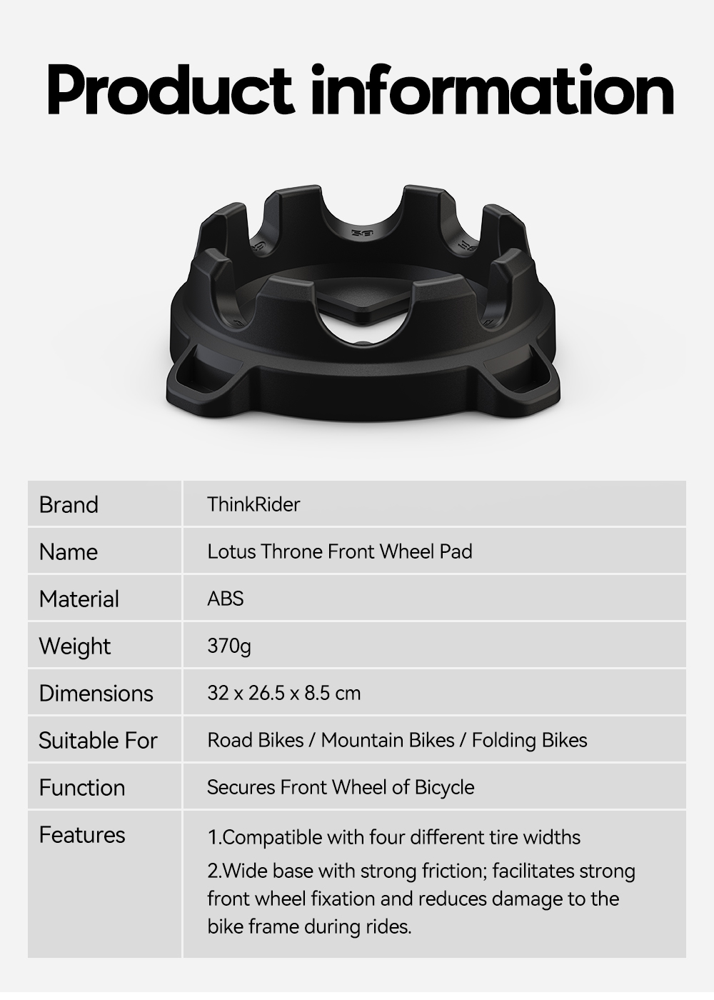 ThinkRider Bike Trainer Front Wheel Block, Suitable for 700C, 26/27.5/ ...