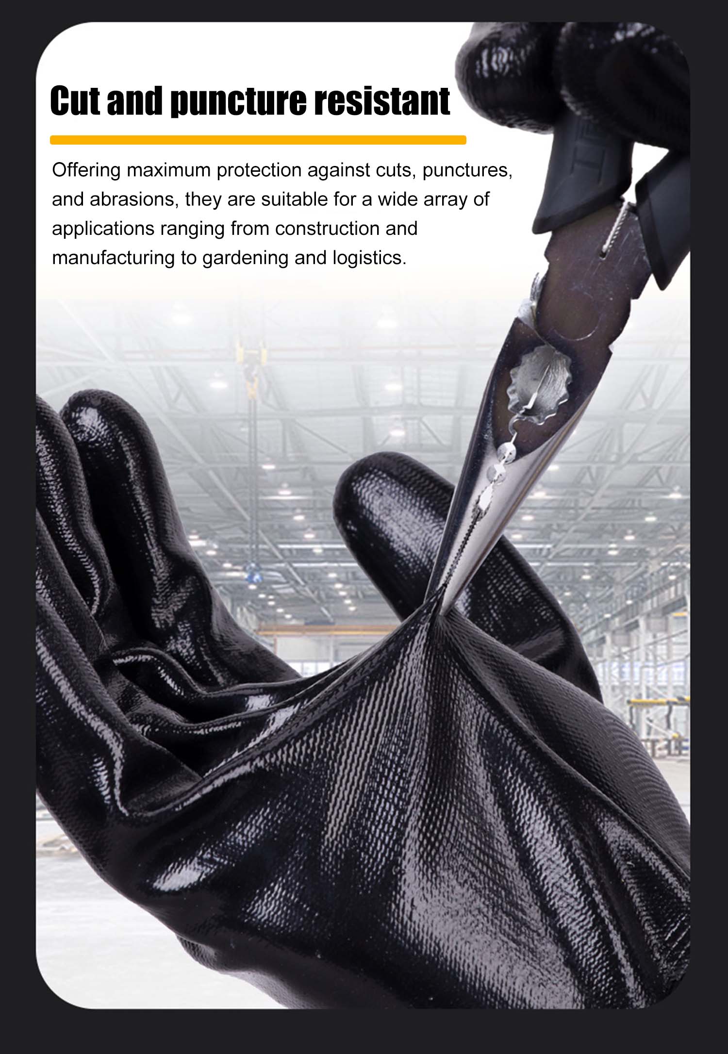 Multi-Purpose Glove heavy duty work 24 pairs of Black Nitrile coated ...