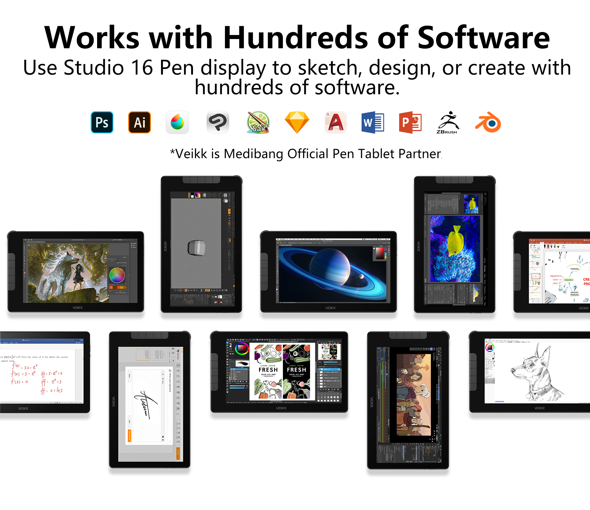 VEIKK Studio 16 Drawing Display 15.6 inch Drawing Tablet with Screen ...