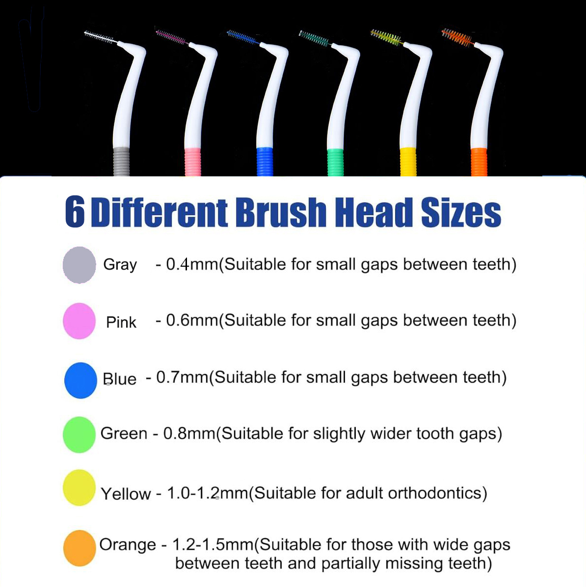 L-Shaped Interdental Brushes Braces Toothbrush Long Handle,6 Different ...