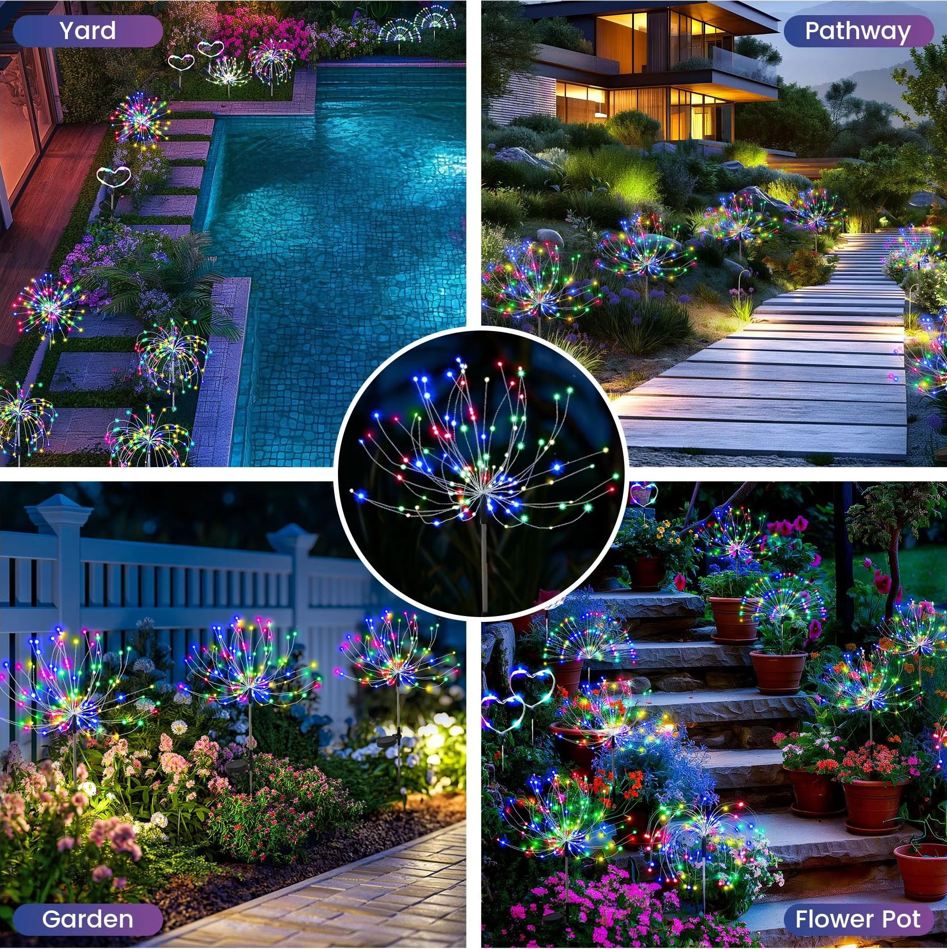 150LED lampu solar outdoor waterproof Fireworks Lights 8 Modes for Lighting solar garden light ...