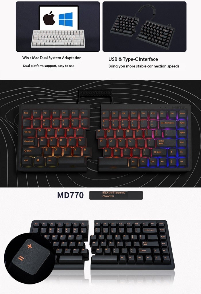 BAROCCOMISTEL MISTEL MD770 RGB split Mechanical keyboard Split Gaming ...