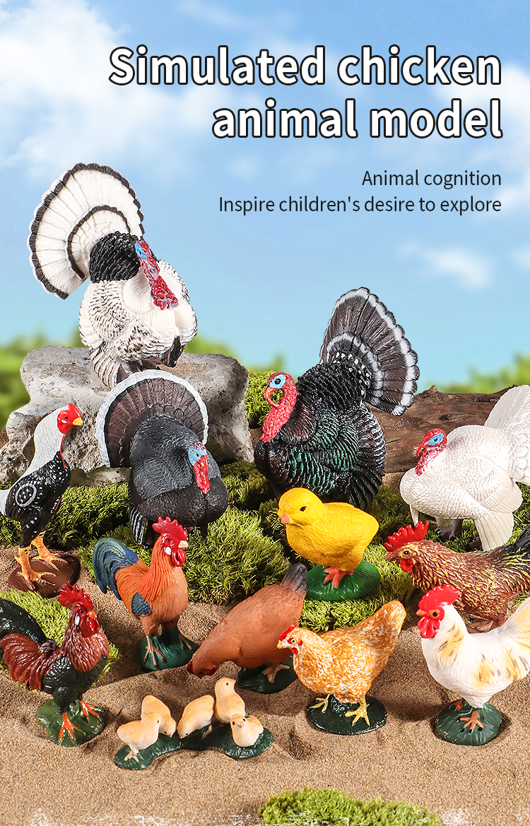 Farm Animals Hen Turkey Chook Chicken Cock Action Figure Model ...