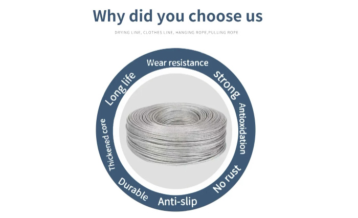 Plastic-coated steel wire clothesline thickened stainless steel outdoor ...