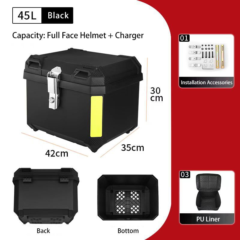 HNJ Top Box Motor Givi 36L/45L/57L Storage Motorcycle Stainless Steel ...