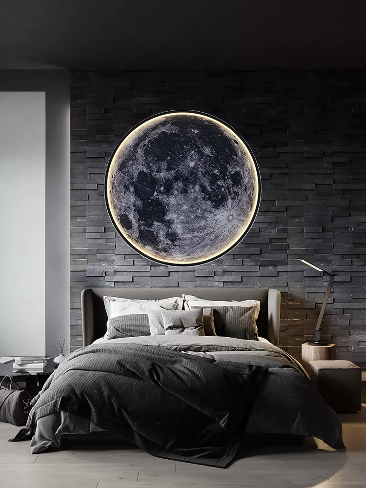 3D Moon Wall Lamp Modern Mural Earth LED Wall Light Remote Control ...