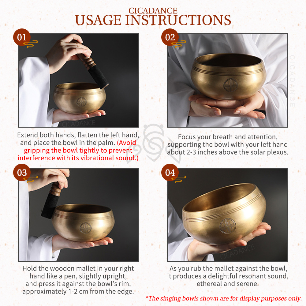 Tibetan Singing Bowl 9cm Sound Healing For Meditation/Clearing Negative ...