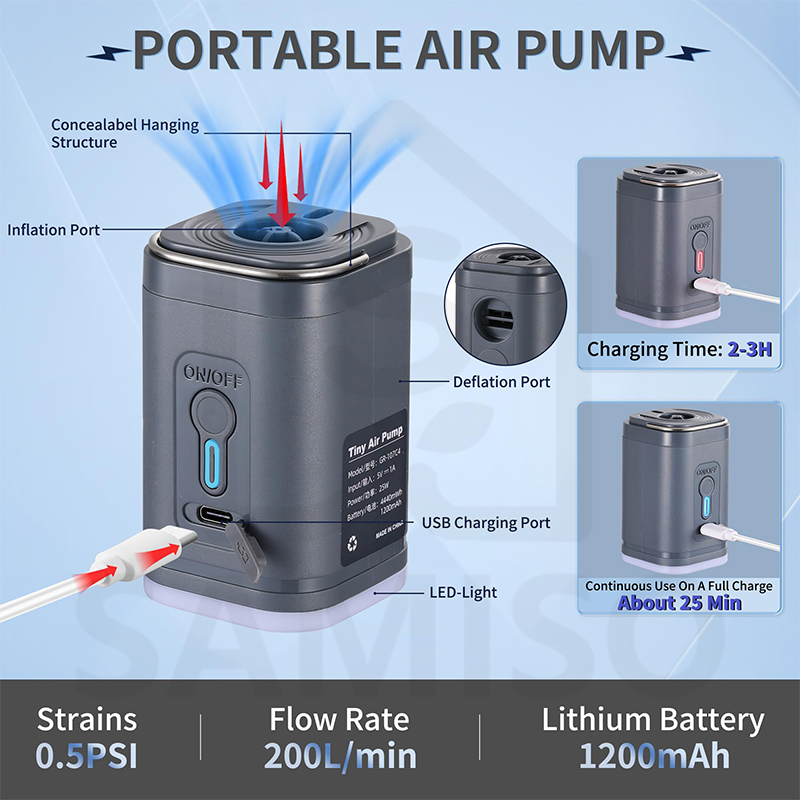 🇲🇾 MY Stock Mini Wireless Air Pump, Portable Air Pump with Camping ...