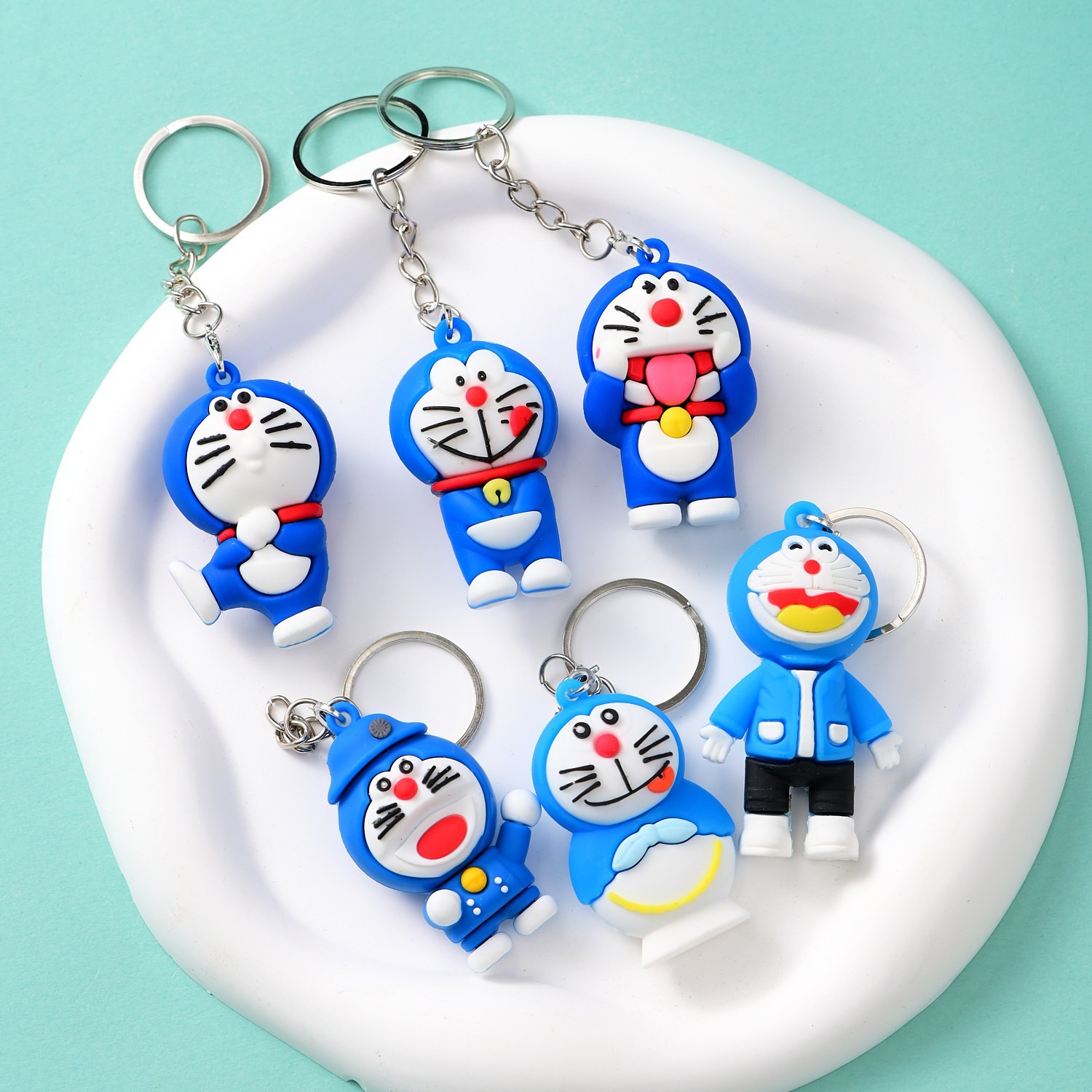 24PCS Doraemon keychain cute cartoon doll blind box bag keyring car ...