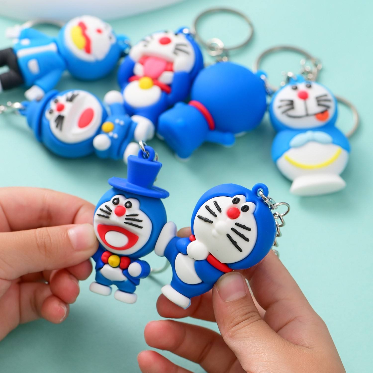 24PCS Doraemon keychain cute cartoon doll blind box bag keyring pendant ...